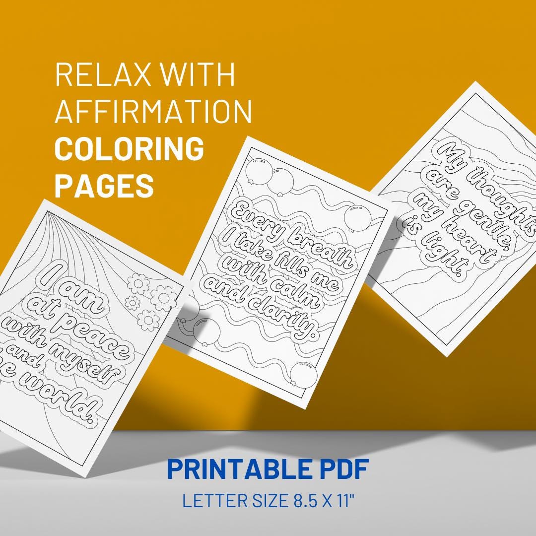 40 Anxiety Relief Affirmation Coloring Pages – Printable Self-care ...