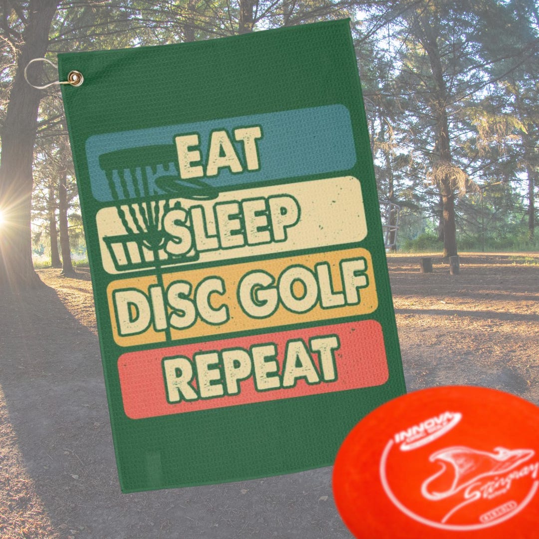 Eat Sleep Disc Golf Towel - Retro Golf Bag Accessory - Etsy