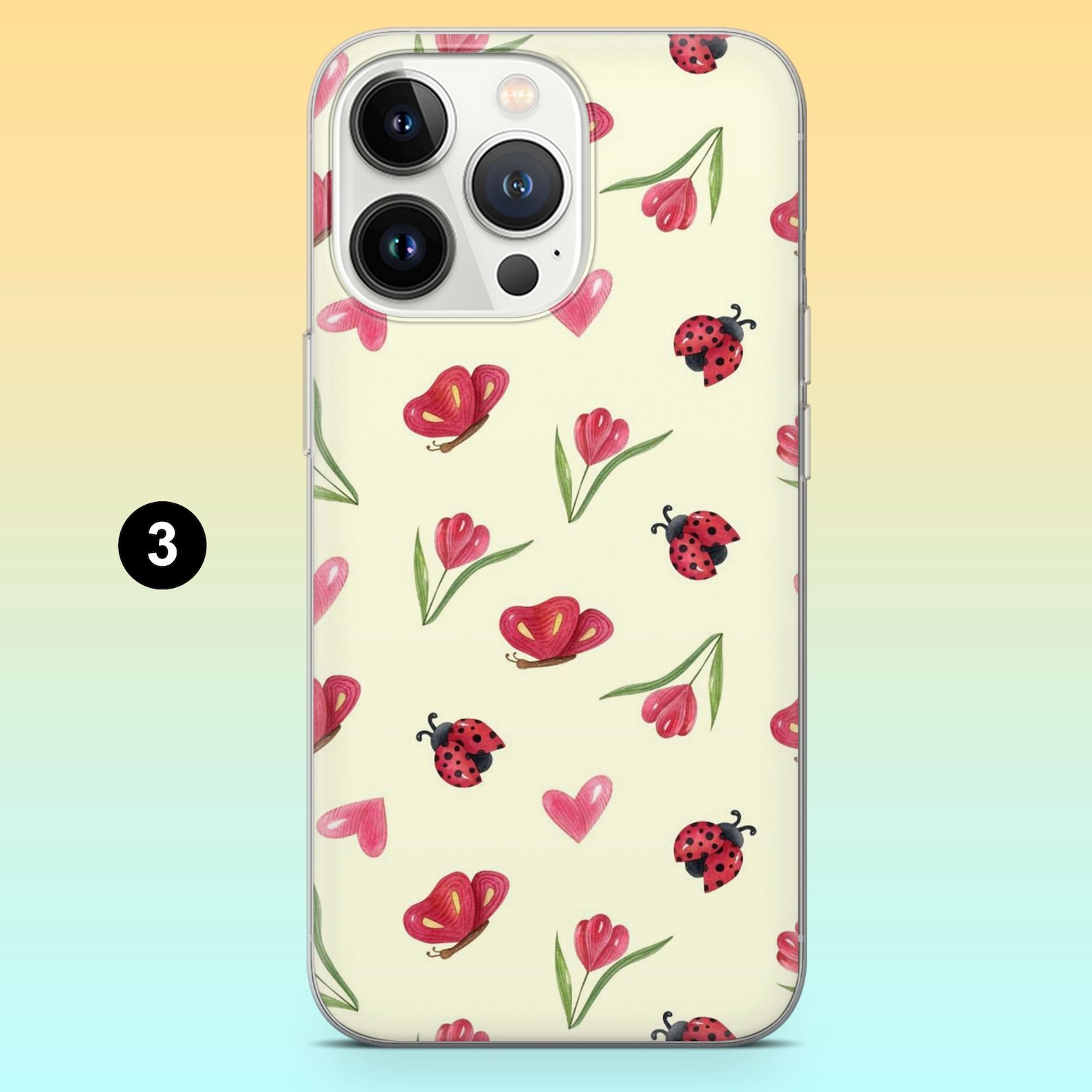 Ladybug Phone Case Simple Red Cute Pink Cover for iPhone 17, 16, 15, 14 ...