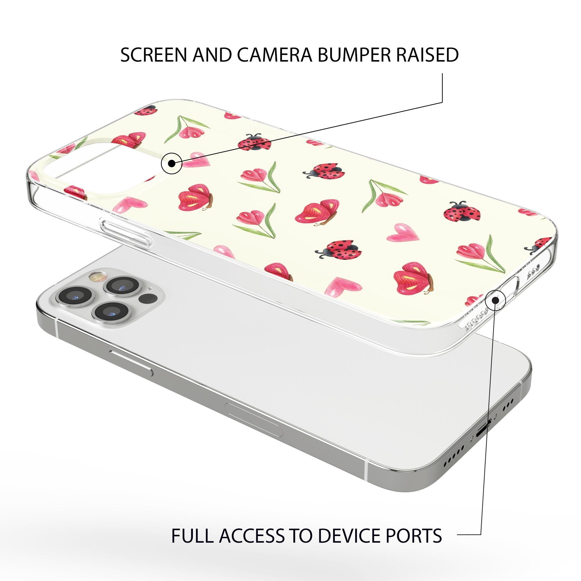 Ladybug Phone Case Simple Red Cute Pink Cover for iPhone 17, 16, 15, 14 ...