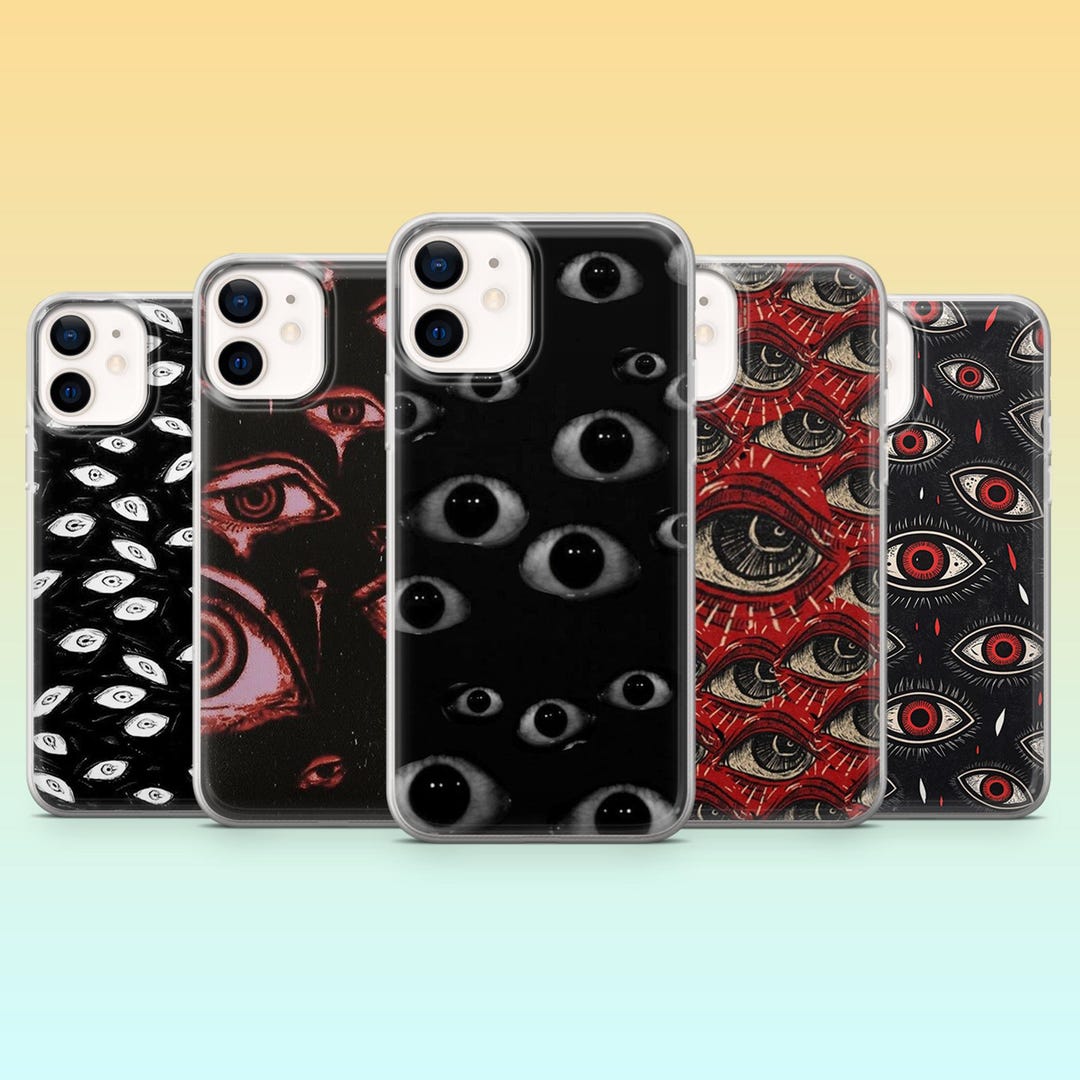 Creepy Eyes Phone Case Black Gore Pattern Cover for iPhone 17pro, 16 ...