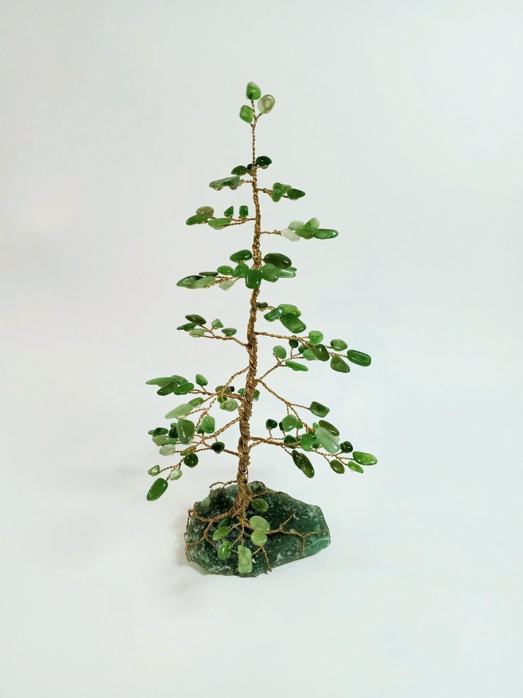 Jade Chipstone Fir Tree With Green Quartz Base - Crystal Gemstone Pine ...