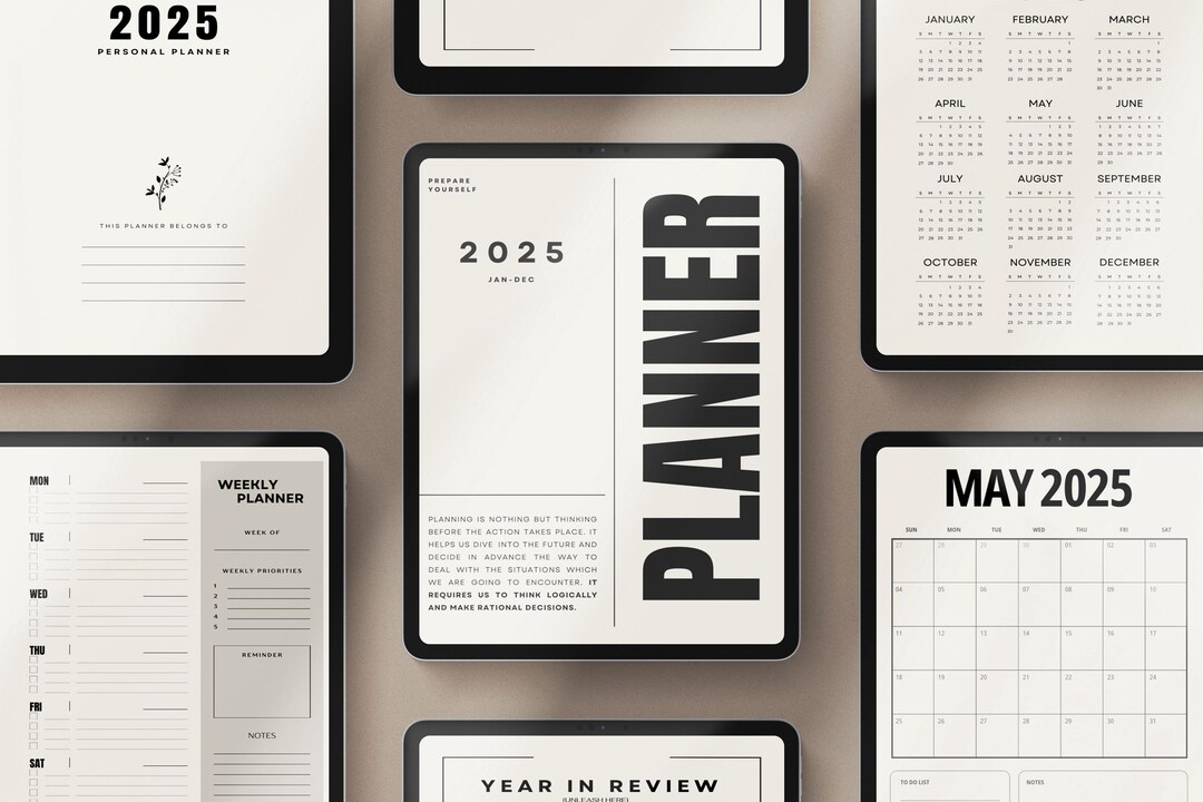 2025 MINIMAL Printable Weekly Planner PDF - Time Blocking, Goal Setting ...
