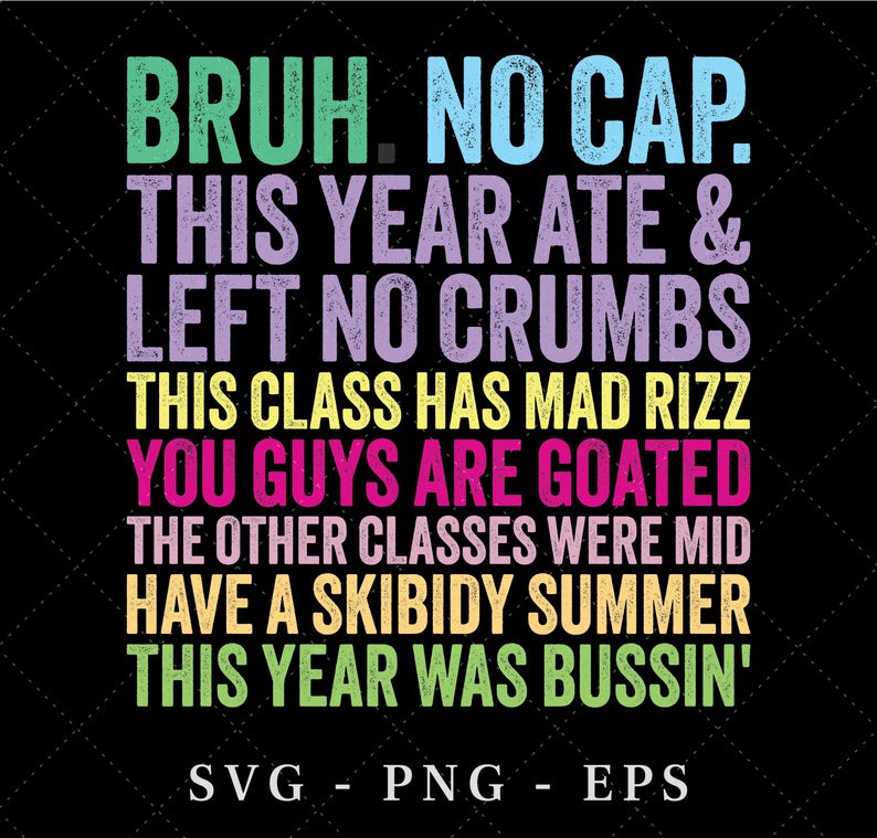 Bruh No Cap This Year Ate PNG SVG, Funny Gen A Teacher Shirt Design ...