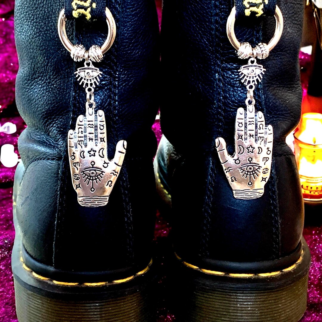 PAIR of Mystical Hand, Palm, Evil Eye Boot Charms Featuring Symbolism ...