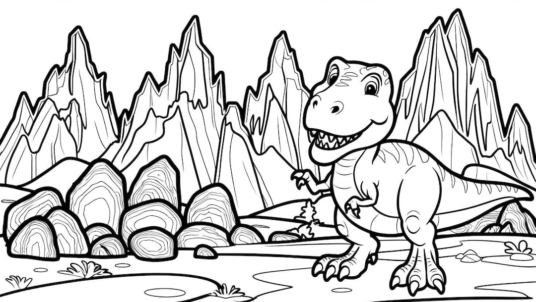 Dinosaurs, Kids Colouring Pages, , T-rex, Fun, Easy - Etsy