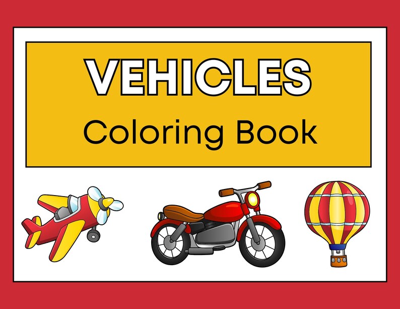 Vehicles, Kids Colouring Pages, Airplane, Police Car, Balloon ...