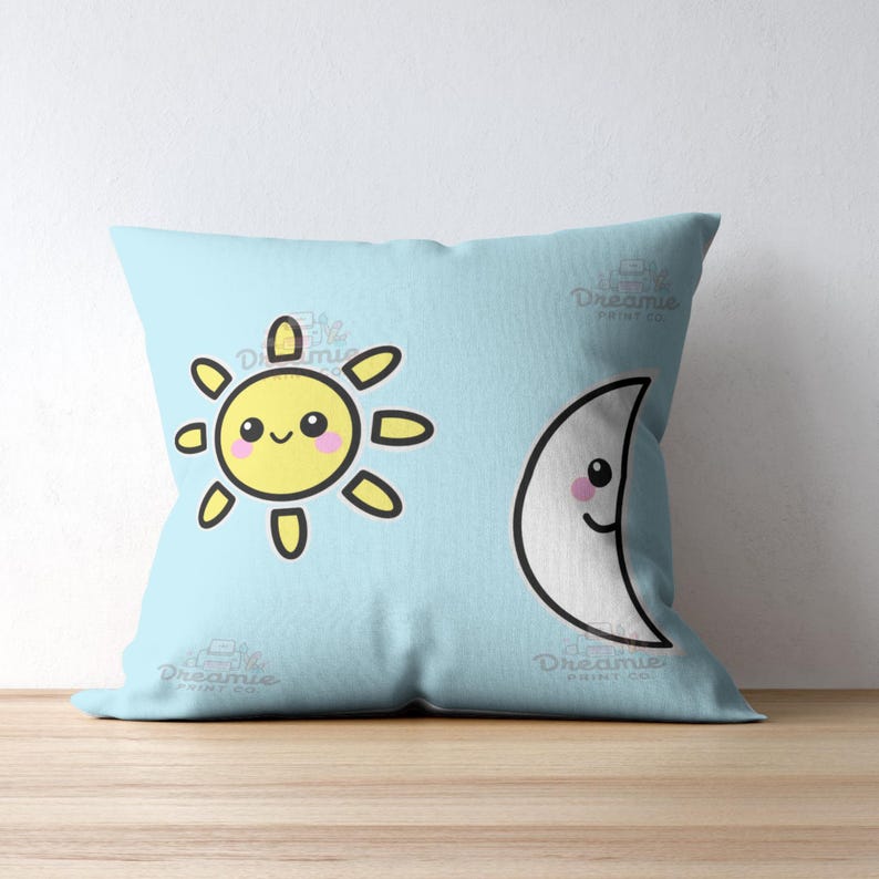 Kawaii Sun & Moon Aesthetic Digital Print | Cute Pastel Wall Art ...