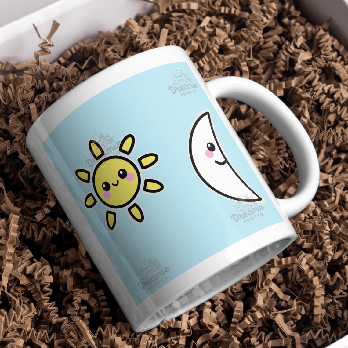 Kawaii Sun & Moon Aesthetic Digital Print | Cute Pastel Wall Art ...