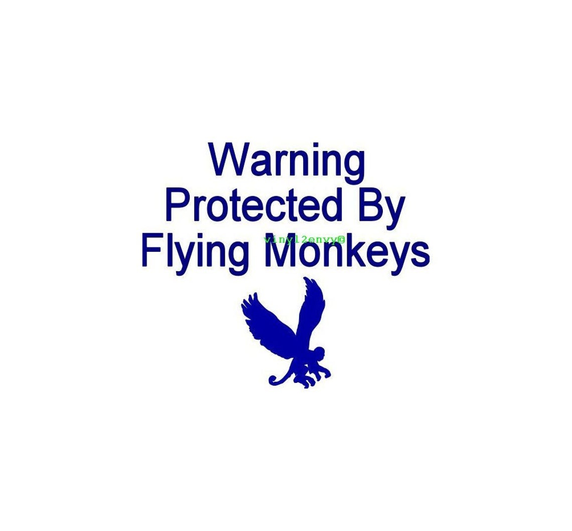 Warning Protected by Flying Monkeys Car Decal Vinyl Car | Etsy