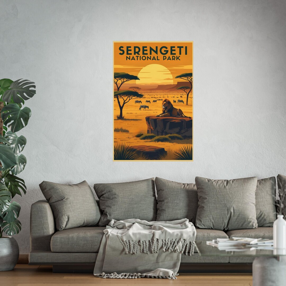 Serengeti National Park Art Print, Vintage Travel Poster, Nature Wall ...