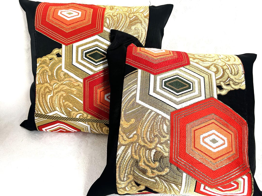 Set of 2 Vintage Pillows is a Remake of the Japanese Obi-gorgeous ...