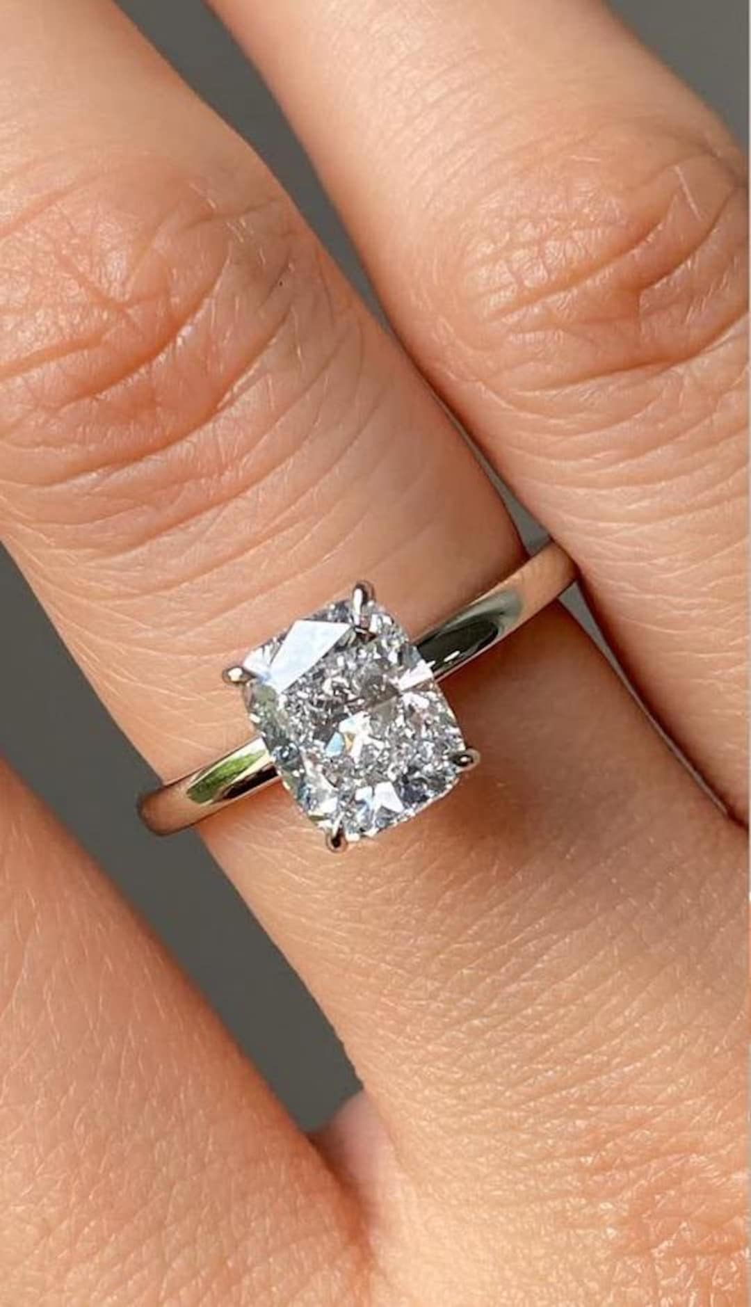 Certify 2.20 Carat Cushion Cut Lab Created Diamond Engagement Ring 18K ...