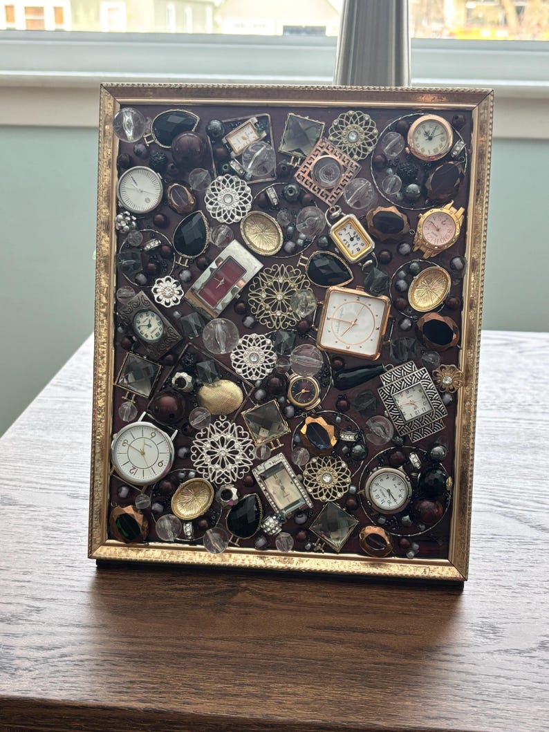 It's About Time Unique, Original Framed Sparkly Watch Collage on Glass ...