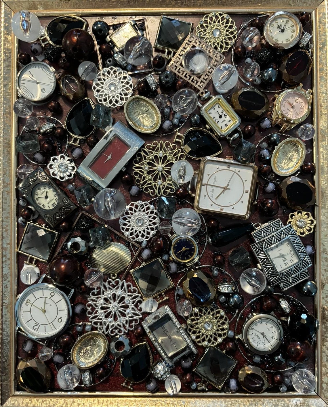 It's About Time Unique, Original Framed Sparkly Watch Collage on Glass ...