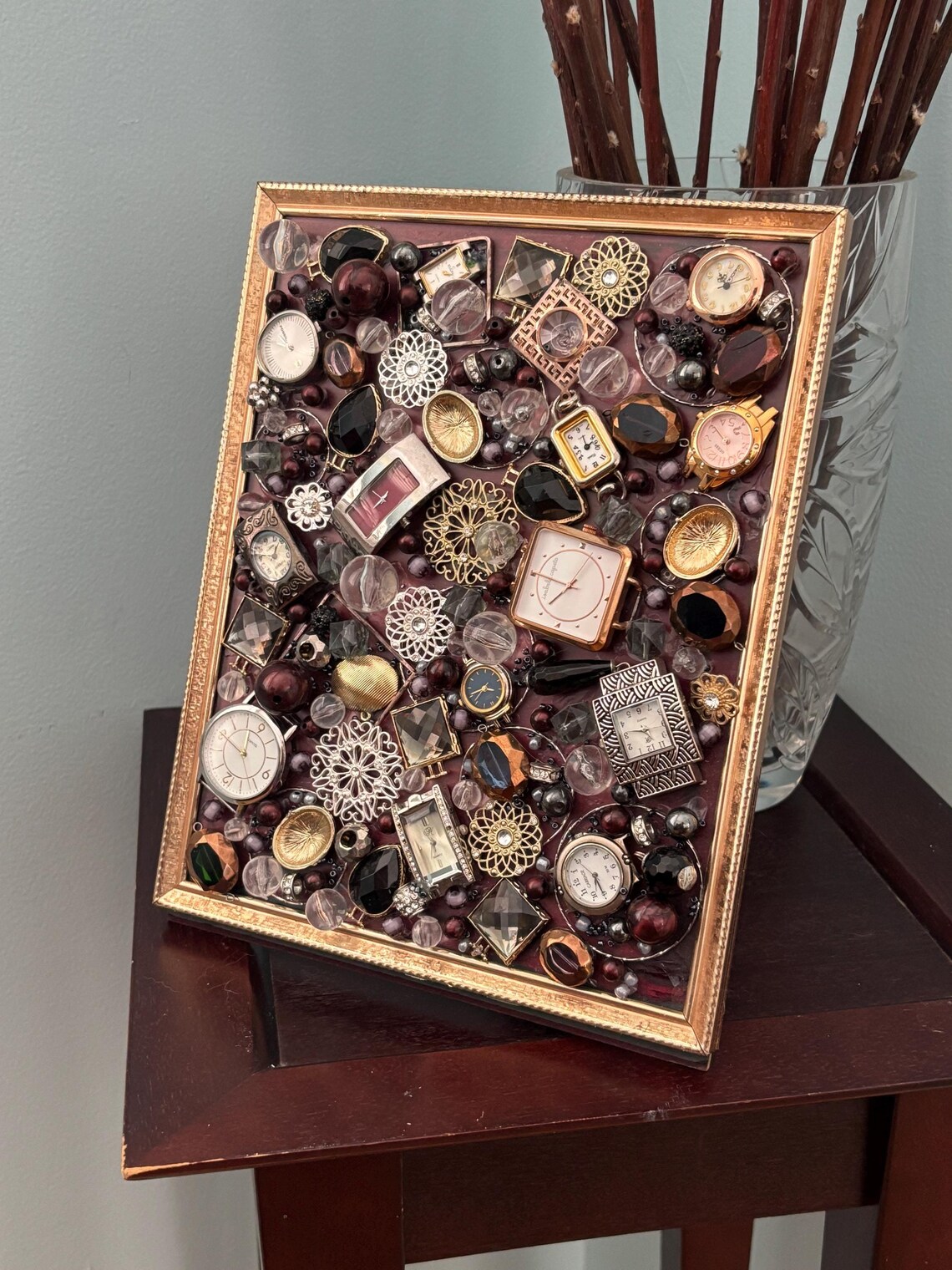 It's About Time Unique, Original Framed Sparkly Watch Collage on Glass ...