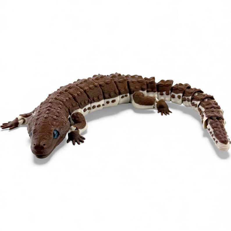 3D Printed Articulated Earless Monitor Lizard - Dark Brown Variant With ...
