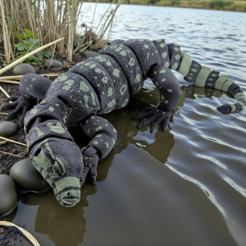 3D Printed Water Monitor - Olive Green Realistic Articulated Model - Etsy