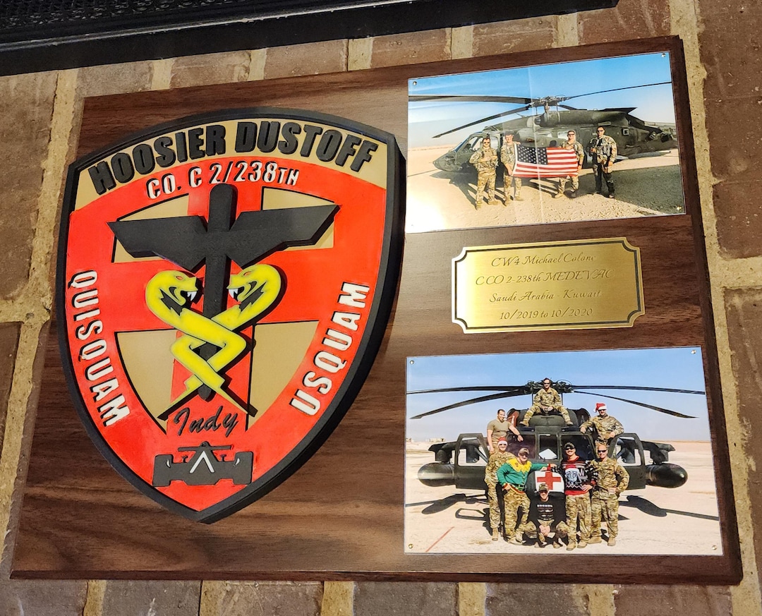 12" X 15" Wood Plaque With 3D Unit Logo, Photo Display, and Custom ...