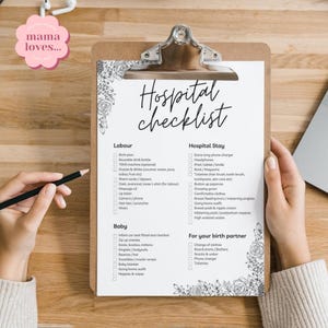Labour and Birth Hospital Checklist, Printable Download, A4 Essential ...