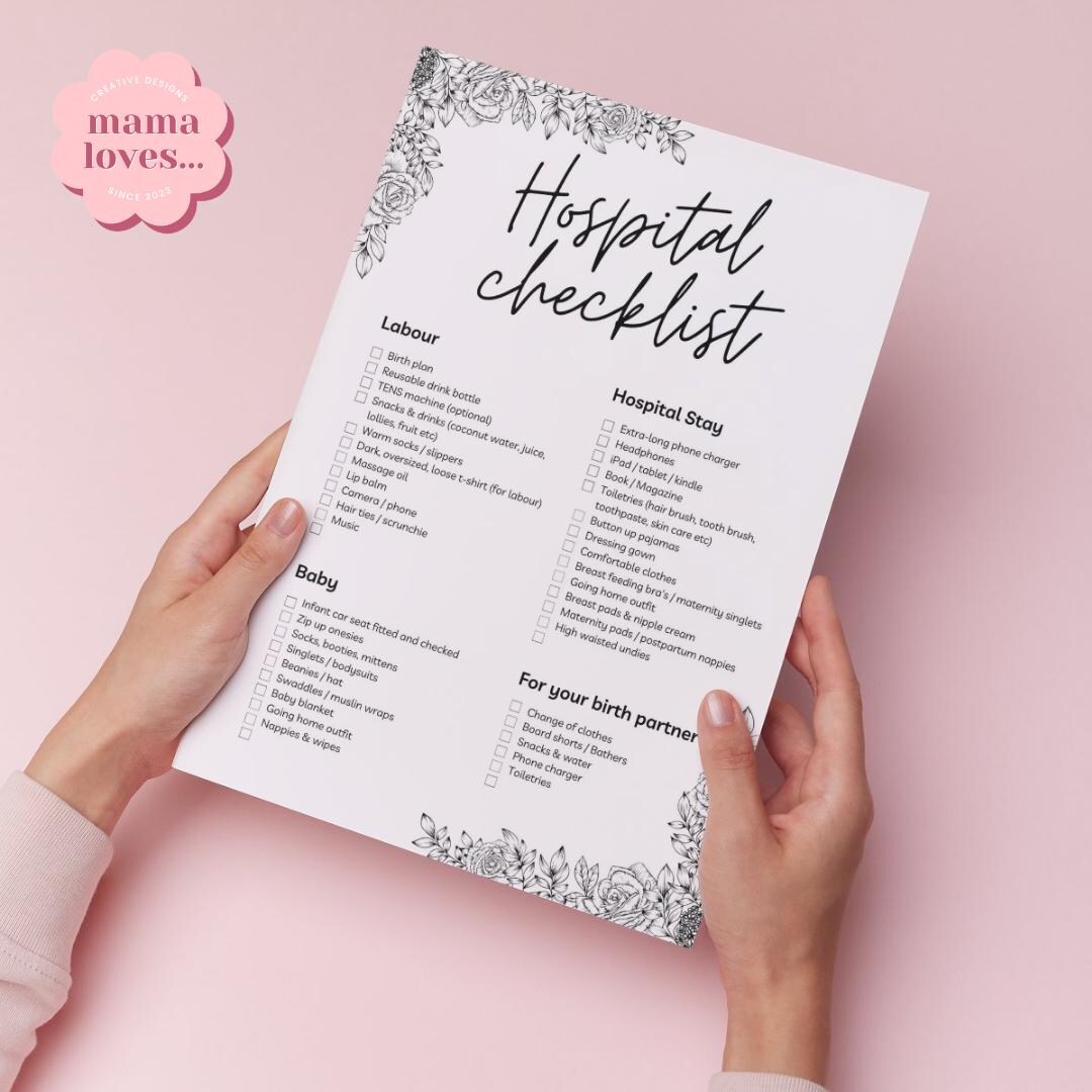 Labour and Birth Hospital Checklist, Printable Download, A4 Essential ...