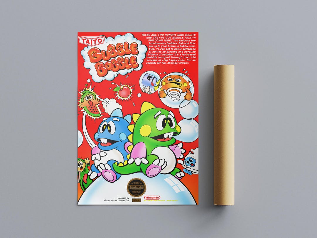 Bubble Bobble Gaming Poster Frameless Video Gamer Wall Art Posters ...