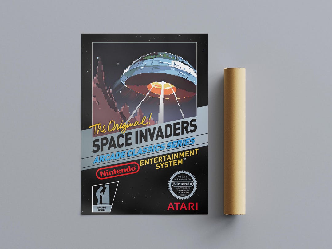Space Invaders Gaming Poster Frameless Video Gamer Wall Art Posters ...