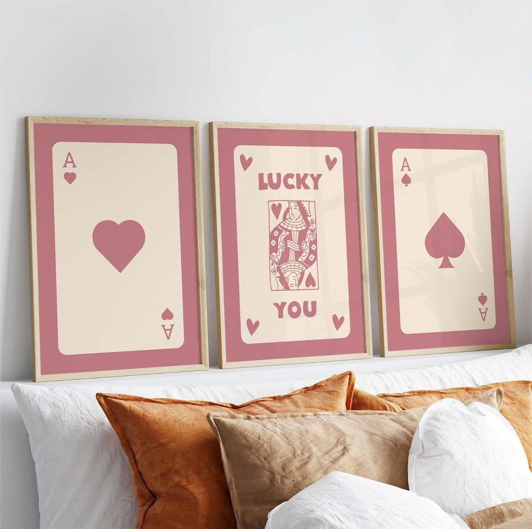 Retro Cards Wall Art Posters Set of 3 Blush Pink Frameless Art Poster ...