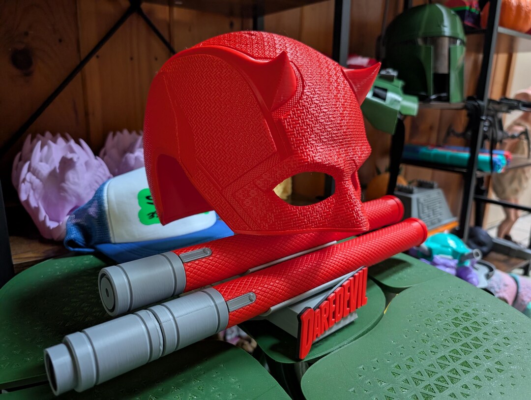 Daredevil Cowl/billy Clubs W. Stand - Etsy