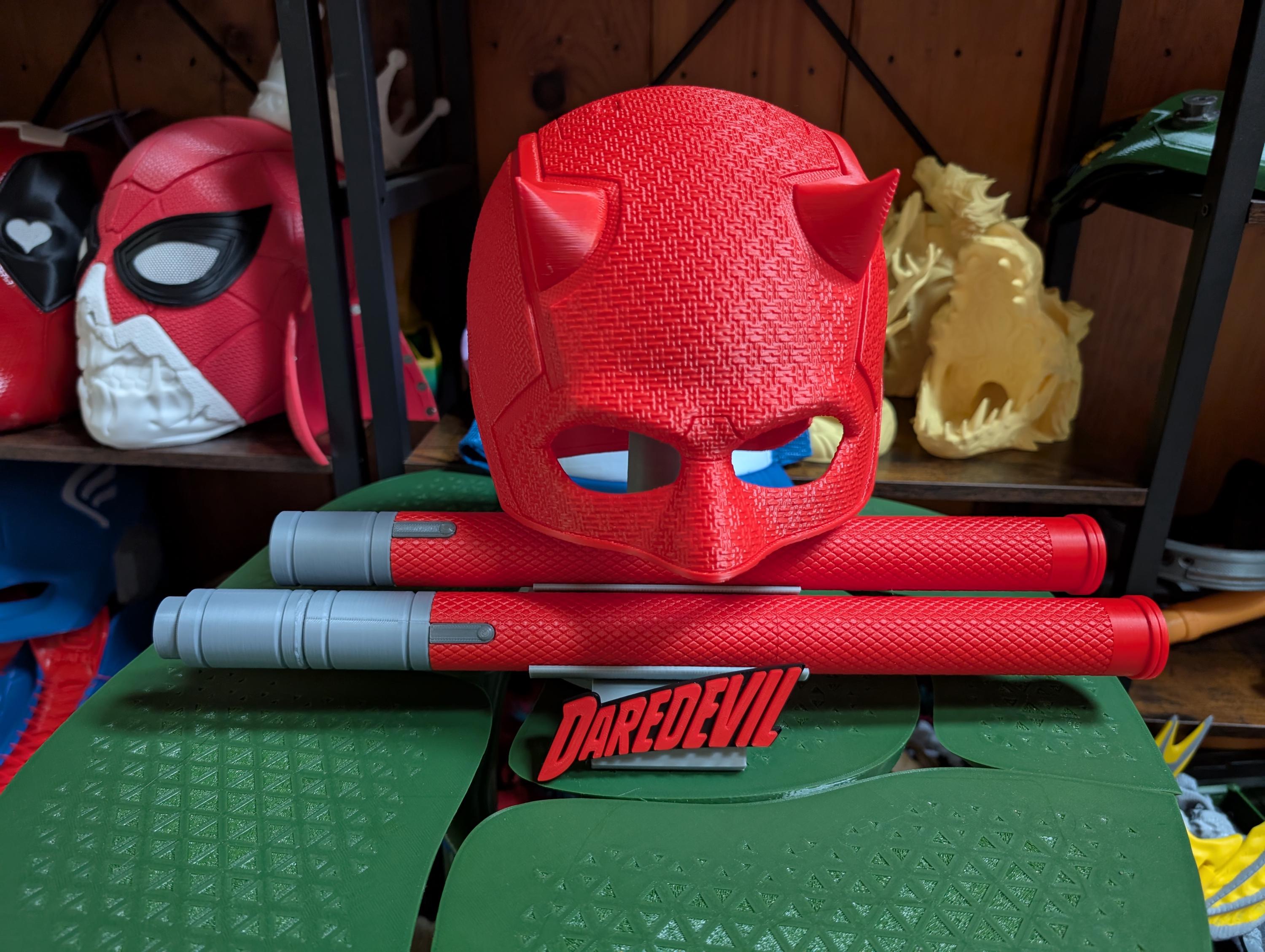 Daredevil Cowl/billy Clubs W. Stand - Etsy