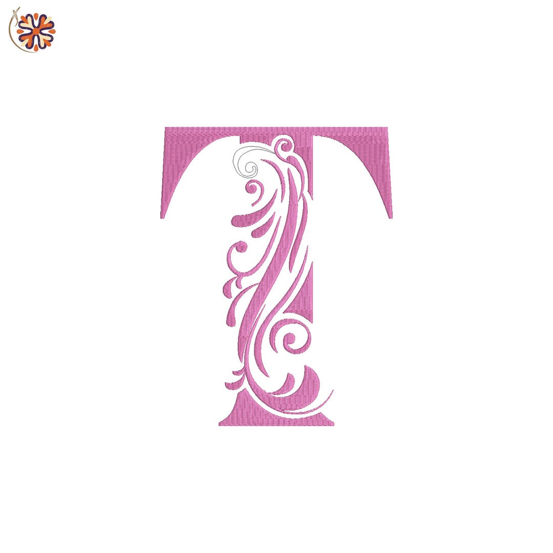 Floral Letter T Embroidery Design | Ornamental Monogram (digital File ...