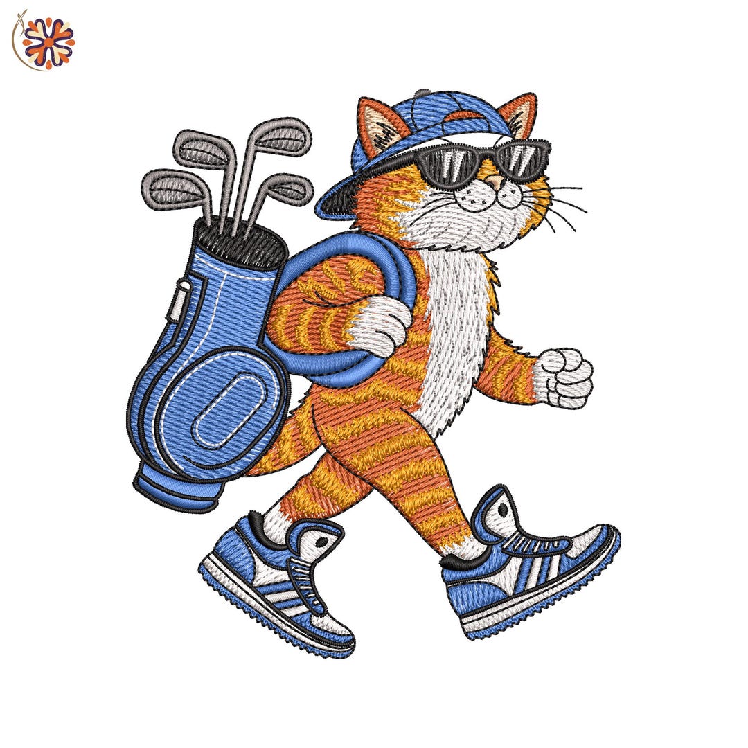 Funny Cat Golfer Embroidery Design | Sports Lover Gift (instant ...