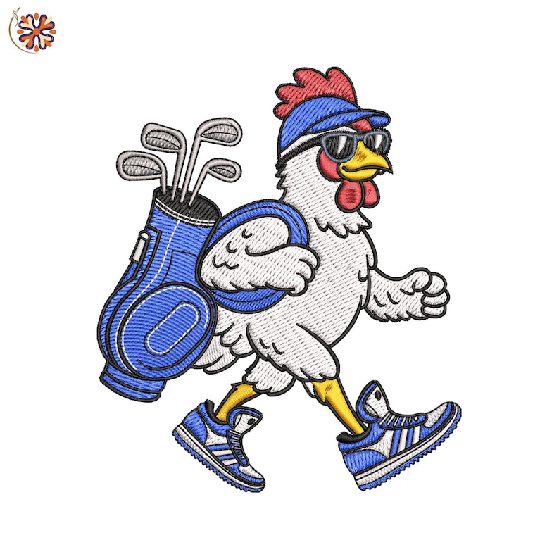Golf Chicken Embroidery Design | Funny Chicken Golfer Machine ...