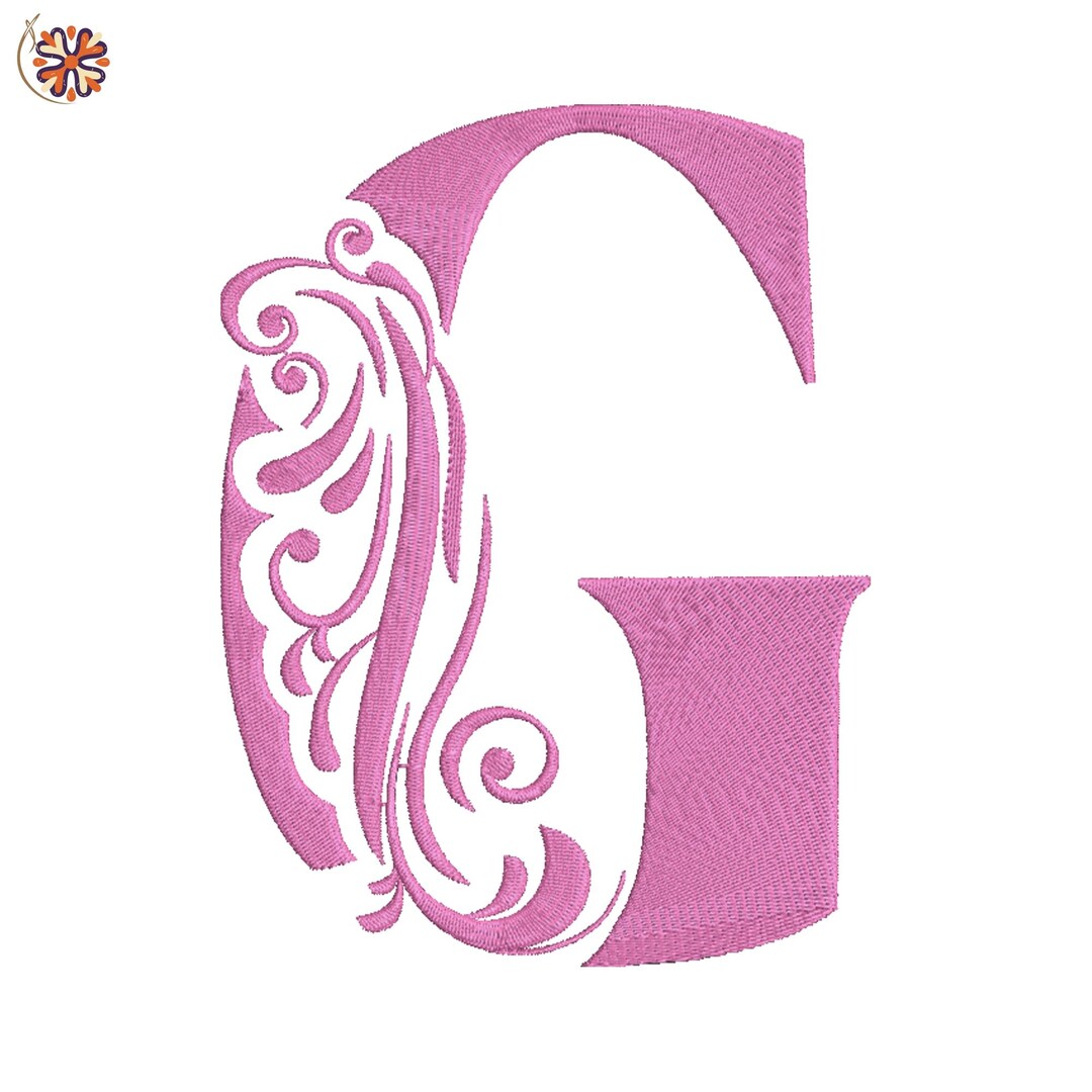 Floral Monogram Letter G Embroidery Design | Elegant Script Alphabet ...