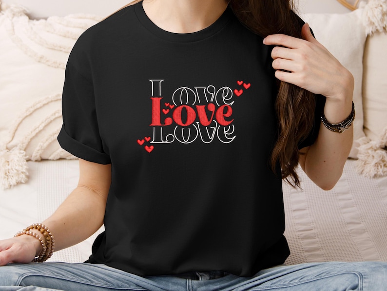 Red "love" Embroidery Design - Modern Heart Pattern - Machine ...