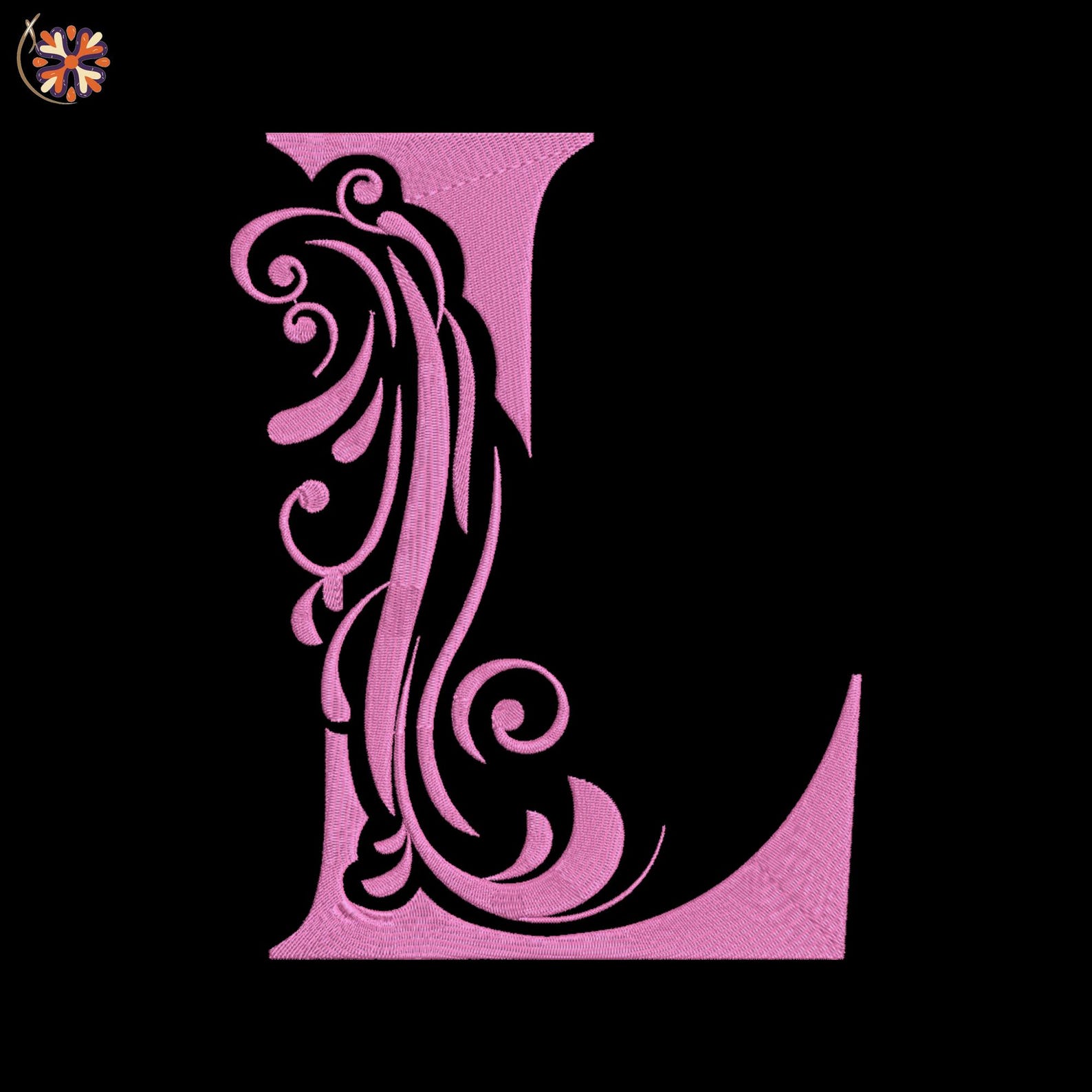 Ornate Floral Letter L Embroidery Design | Monogram Alphabet | Machine ...