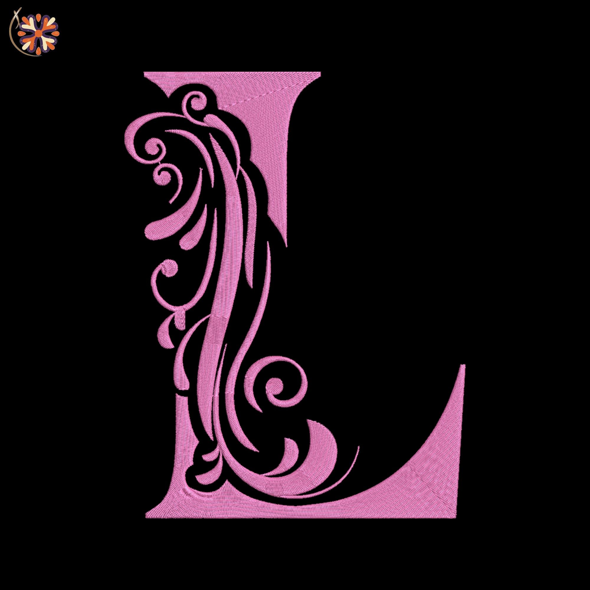 Ornate Floral Letter L Embroidery Design | Monogram Alphabet | Machine ...