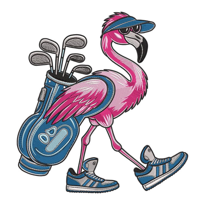 Golf Flamingo Embroidery Design, Funny Animal Pattern - Etsy
