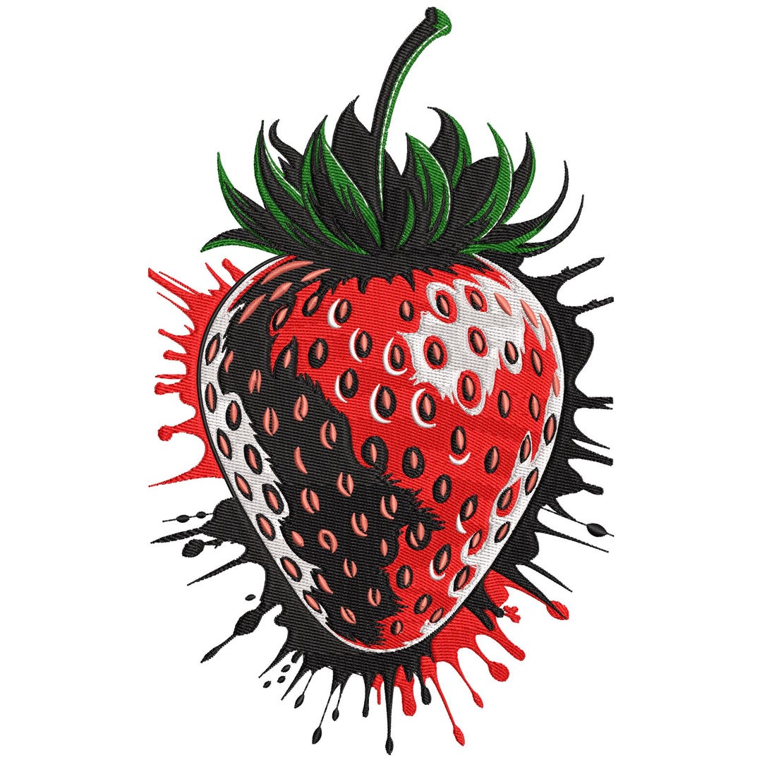 Strawberry Ink Splash Embroidery Design – Machine Embroidery Files - Etsy
