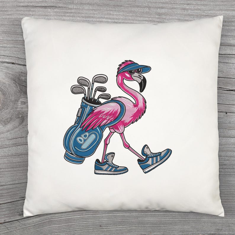 Golf Flamingo Embroidery Design, Funny Animal Pattern - Etsy