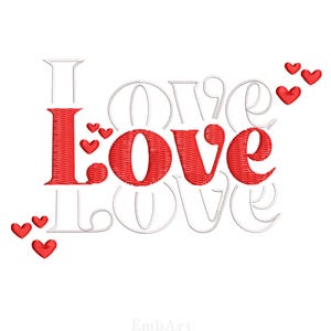 Red "love" Embroidery Design - Modern Heart Pattern - Machine ...