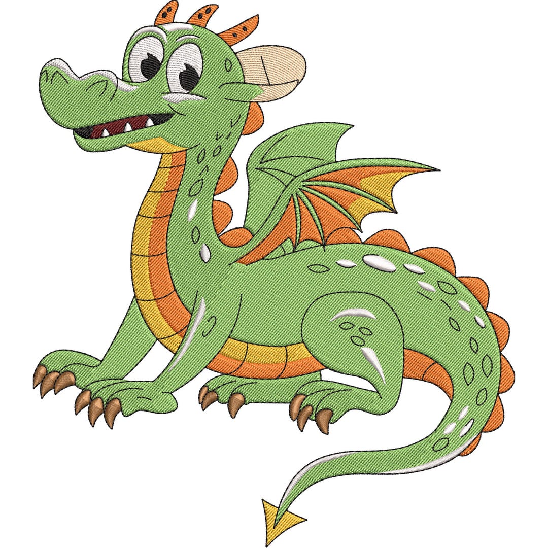 Cute Cartoon Dragon Embroidery Design, Cute Adorable Dragon Embroidery ...
