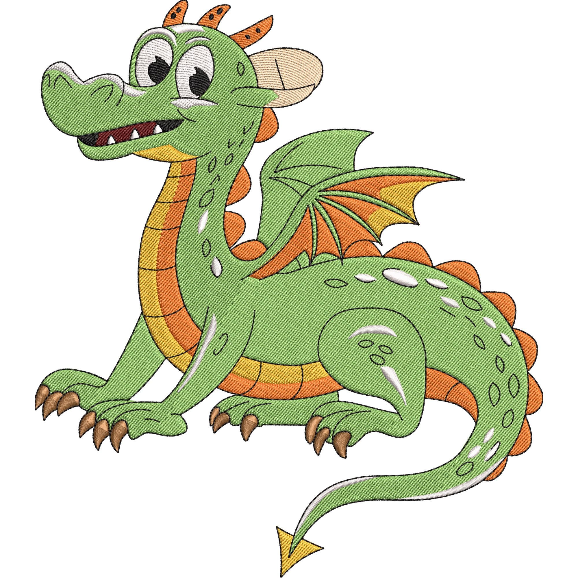 Cute Cartoon Dragon Embroidery Design, Cute Adorable Dragon Embroidery ...