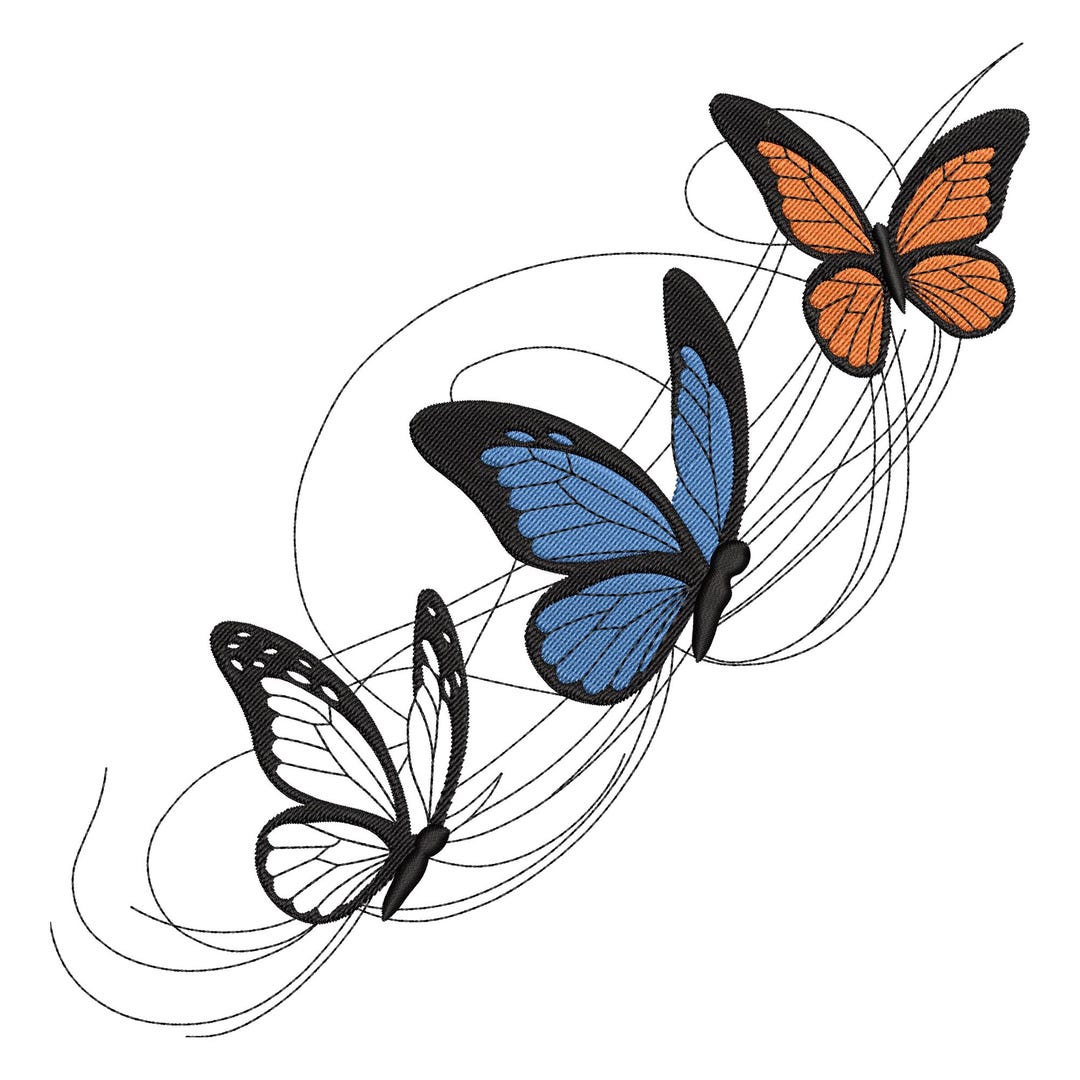 Butterfly Flight Embroidery Design, Animal Embroidery Design File, Mini ...