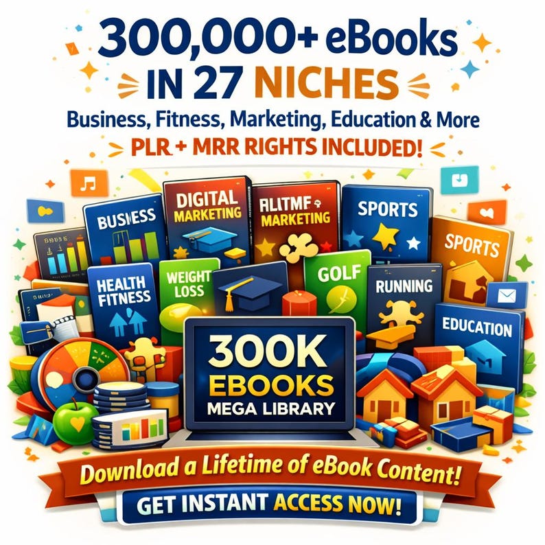 300,000+ PLR Ebooks Mega Bundle: Resellable Digital Library (digital ...