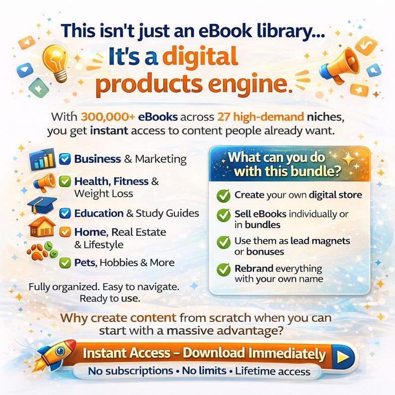 300,000+ PLR Ebooks Mega Bundle: Resellable Digital Library (digital ...