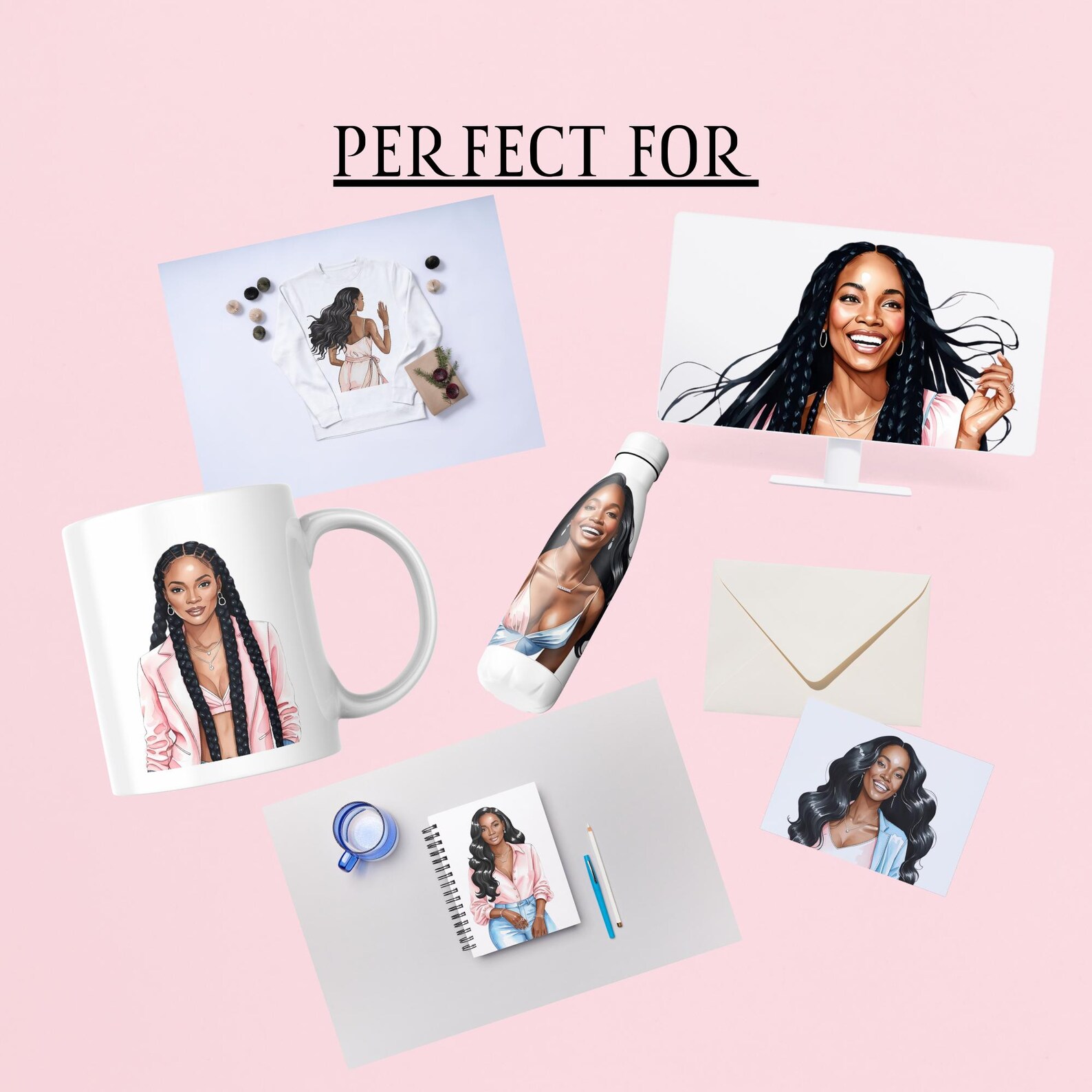 Black Women Watercolor Clipart Bundle: Elegant African American Pngs ...