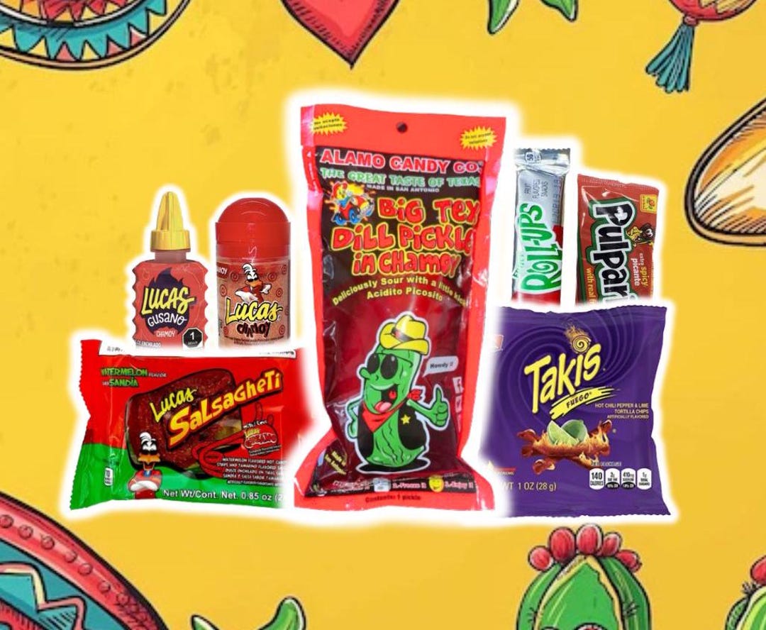 Bix Tex Chamoy Pickle Kit With Takis and Mexican Candy Takis, Lucas ...
