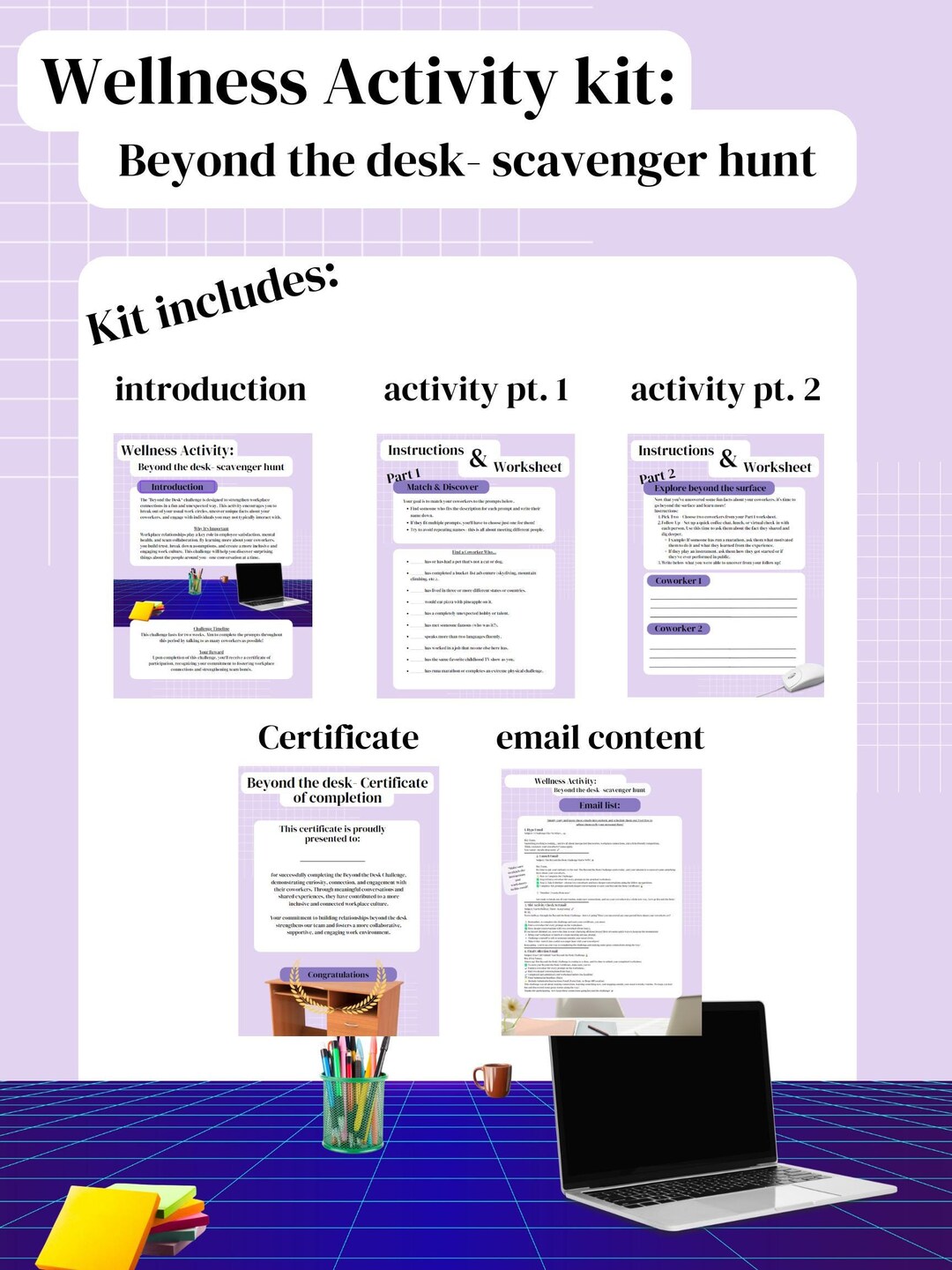 Company Wellness Activity: Beyond the Desk- Scavenger Hunt- Workplace ...