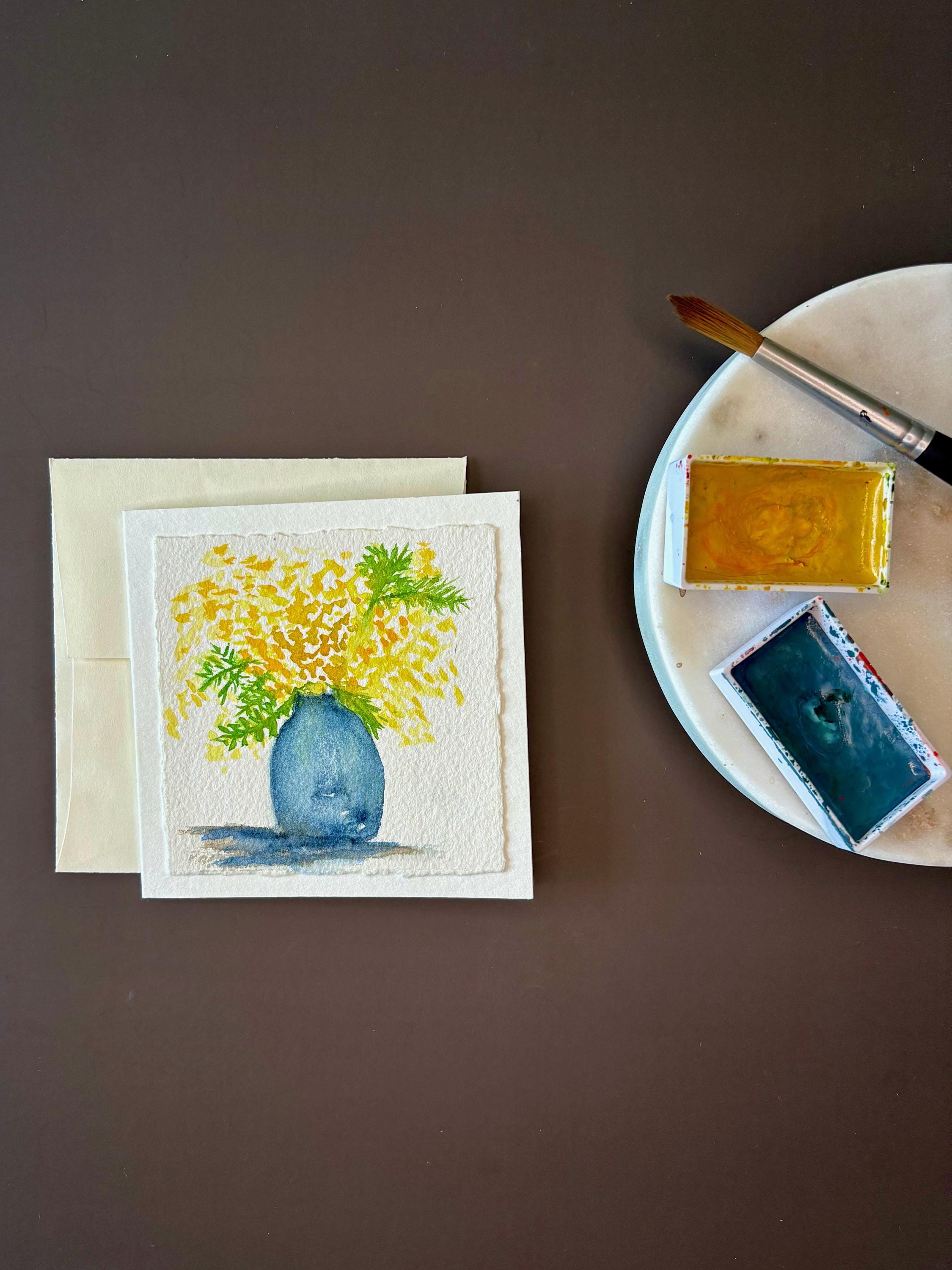 Set of 3 Hand-painted Flower Watercolor Cards With Envelopes – Blank ...